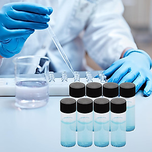 LDHHYH 100 Pack 4ml Clear Glass Vials with Black Plastic Screw Caps, Small Liquid Sample Glass Vial, Leak-Proof Glass Bottles for Essential Oil, Reagent, Seeds