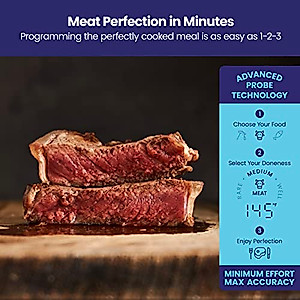 Chefman Air Fryer 8 Qt with Probe Thermometer, 8 Preset Functions, 1-Touch Digital Display Compact Cooker, Extra Large Nonstick Square Air Fryer Basket with Window, Dishwasher-Safe Parts, Black