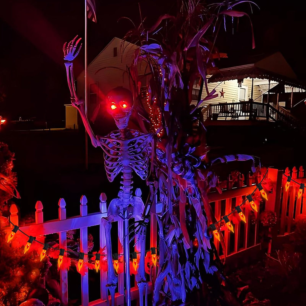 12 Pack C18 Orange Flicker Flame Light Bulbs - 1 Watt, 120 Volt, E12 Candelabra Base, Flame Shaped Replacment Light Bulbs for Halloween Christmas Candles Chandeliers Outdoor Decorative String Lights