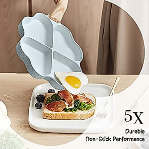 Caannasweis 4-Cup Nonstick Egg Frying Pan (Heart-Shaped-Green)