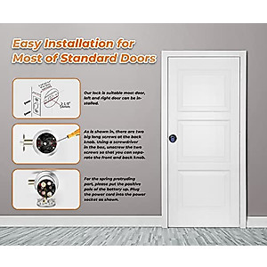 Keypad Door Knob Lock, Keyless Entry Door Lock with Anti-Slip Handle, Auto Lock, Waterproof Electronic Black Door Knob, Safe and Easy Installation for Home, Office, Hotel and Garage