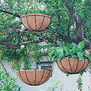EIMQUVW Metal Hanging Planters Basket Set of 4 Hanging Flower Pots 10 Inch Chain Round Wire Plant Holder with Coco Coir Liner Garden Watering Hanging Baskets for Patio Garden Outdoor1