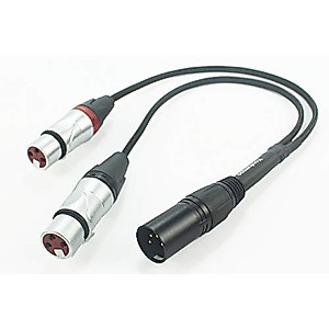 Youkamoo 4 Pin XLR to Dual 3 Pin XLR Female Silver Plated Audio Headphone Adapter Cable 1 FT 0.3M