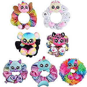 SCRUNCHMIEZ 96553 Seven Pack, Exclusive Magically transforms from Hair Scrunchie to Cute Plush Friend as Well as Backpack Clip. So Many Characters to Collect & wear