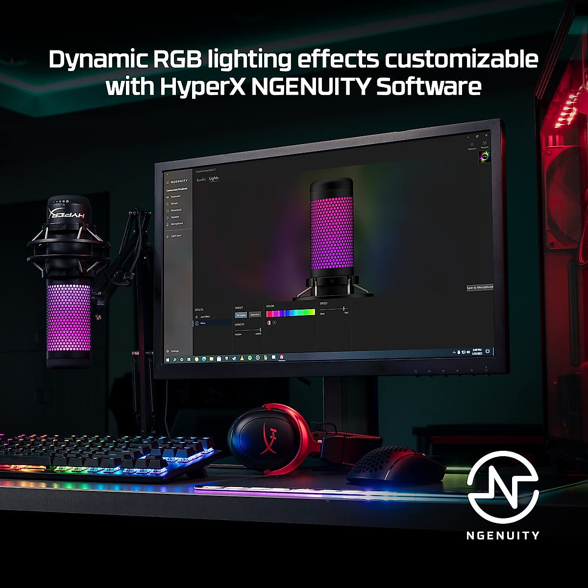 HyperX QuadCast S – RGB USB Condenser Microphone & Nitro by Acer 27" Full HD 1920 x 1080 1500R Curve PC Gaming Monitor | AMD FreeSync Premium