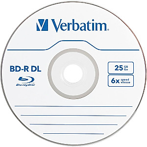 Verbatim BD-R DL 50GB 8x Double Layer Hard Coat Blu-Ray Recordable Disc, 25-Pack Spindle