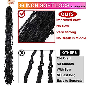 6 Packs 36 Inch Faux Locs Crochet Hair Pre looped Crochet Goddess Loc Hair Braids Soft Locs Crochet Hair for Black Women (36 Inch (Pack of 6), 1B#)