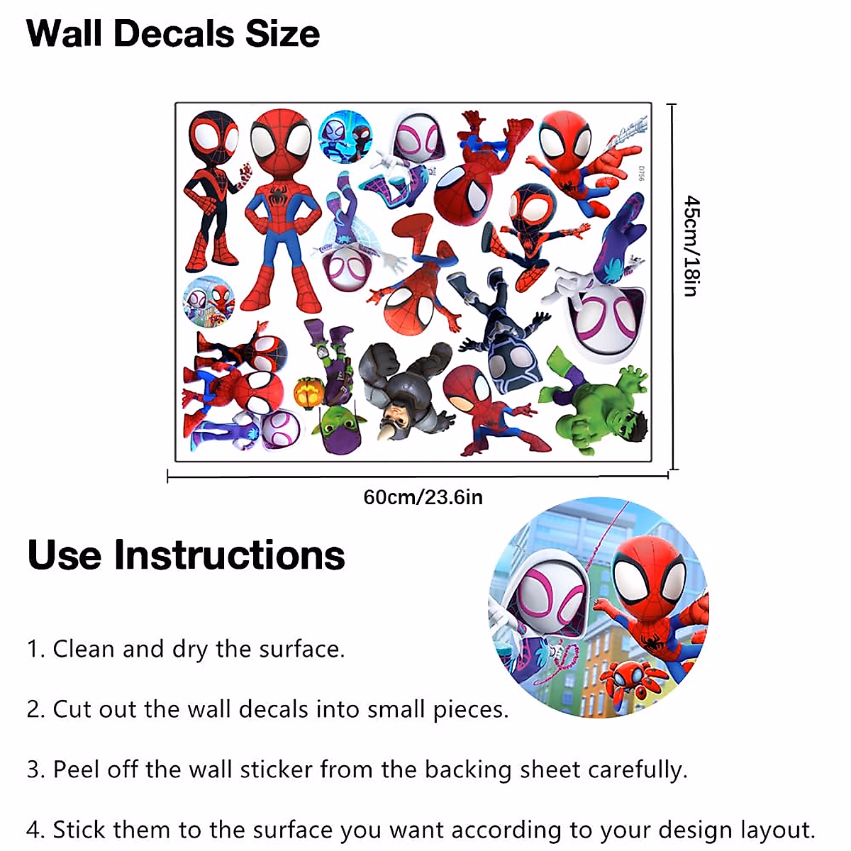 Spider and His Best Friends Sticker Children's Cartoon Bedroom Background Wall Decoration Wall Sticker PVC (6)