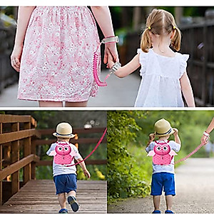 SEALINF Toddler Kids Owl Leash Backpack with Toddlers Wrist Child Safety Walking Leashes Wrist for Kid Girls Boys (Pink)