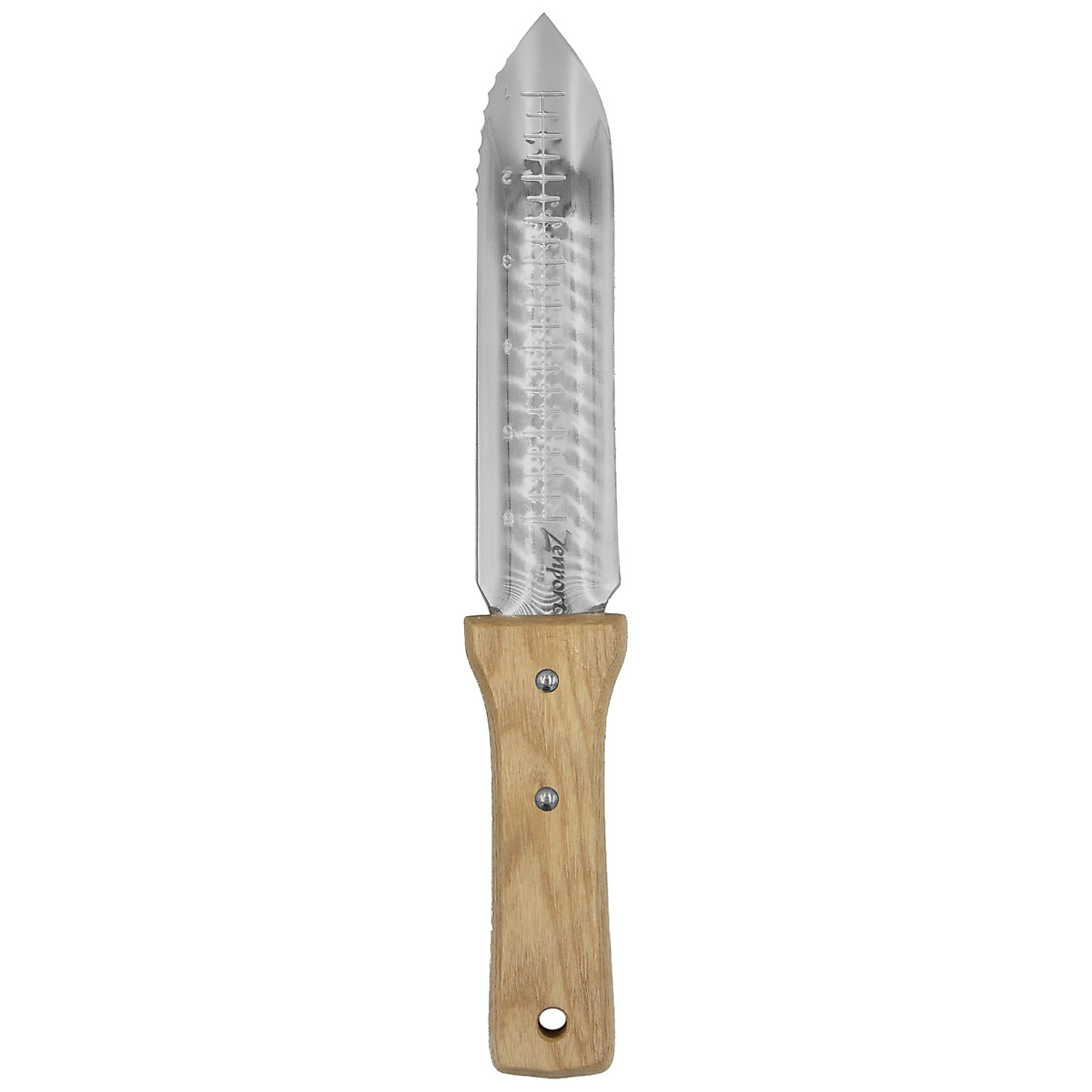 Zenport Soil Knife K248 ZenBori with Wood Handle, Sheath and Depth Measurement, Silver