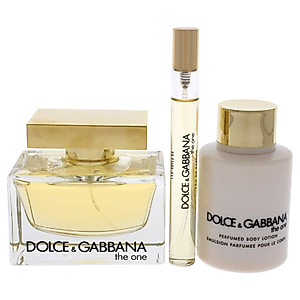 Dolce and Gabbana The One 2.5oz EDP Spray, 0.33oz EDP Spray, 3.3oz Perfumed Body Lotion Women 3 Pc Gift Set