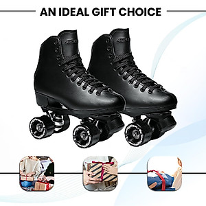 Sure-Grip Malibu Unisex Roller Skates | Stylish and Durable Vegan Leather Upper | Equipped with Sturdy Aluminum Trucks and ABEC 3 Bearings - Wheels Featuring an 88a Hardness Rating, Made in USA