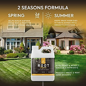Root Organic Lawn Fertilizer - Grass Fertilizer for Lawn with Potassium for Root Growth, Lawn Fertilizer That Conditions Soil, No Harsh Chemicals Lawn Care, 32 oz Lawn Food for 5,000 sq. ft.