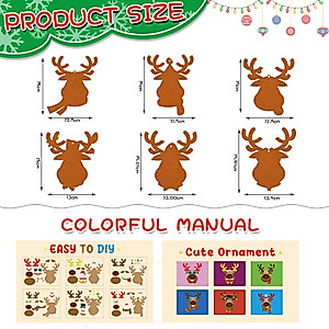 Poen 36 Pcs Christmas Felt Crafts for Boys Girls Christmas Elk Reindeer Ornaments Felt Crafts Kit Holiday DIY Art Craft for Xmas Tree Party Decoration Supplies
