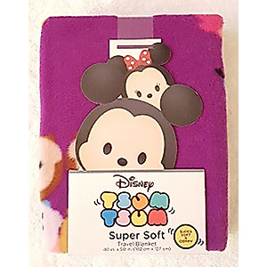 Tsum Tsum Super Soft Throw Blanket Featuring Stacked Collage of Characters on a Bright Purple Background