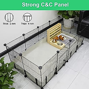 Lonepetu 8 Square Guinea Pig Cage with Tarp Bottom, C&C Cage Habitats with PVC Liner, Small Pet Playpen and Cage Liners for Rabbit Guinea Pig Bunny Ferret Hedgehog 12 Panels 48" x 24" x 16", Grey