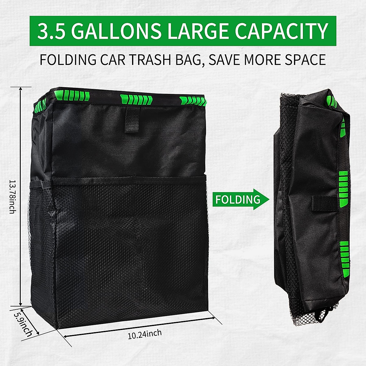 GaRhomxy Car Trash Can, Hanging Car Trash Bag, Large Capacity Foldable Waterproof Litter Garbage Bag Organizer for Cars, SUVs, Trucks, Car Interior Accessories