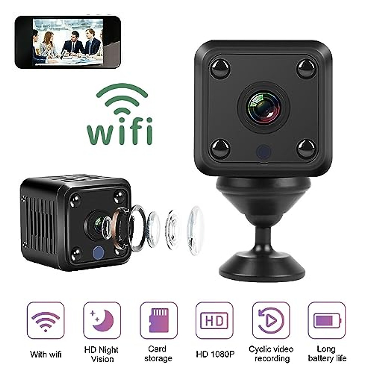 Yoidesu Outdoor Security Camera Battery Rechargeable,WiFi AI Motion Detection Camera for Home Security with 2 Way Audio,Night Vision,1080P Full HD,Black Camera