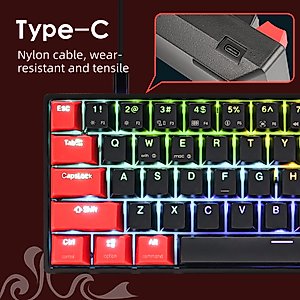 Ussixchare GK61 60% Mechanical Keyboard Hot Swappable RGB Led Gaming Keyboard Linear Red Switch for PC/Win/PS4/Xbox（Gateron Optical Red ）
