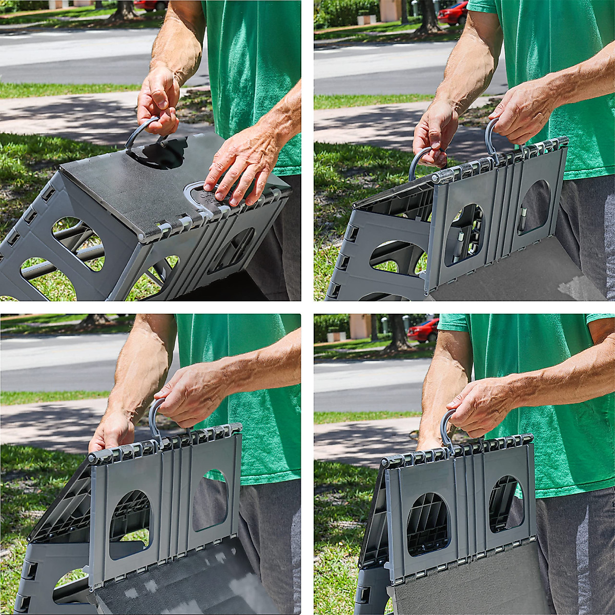 Bee Neat Folding 2 Step Stool for Adults - Collapsible & Foldable Step Ladder for Office, Garage, Closet, Bathroom - Non-Slip & Wide Stepping Stool Supports 300lbs - Industrial - Gray