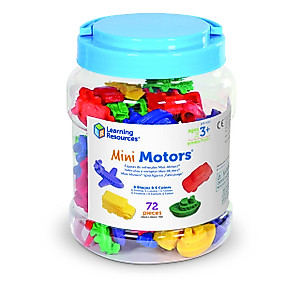 Learning Resources Mini Motors Counting and Sorting Fun Set - 72 Pieces, Ages 3+ Car Counters for Kids, Preschool Math Counters, Math for Preschoolers