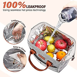 EASYFUN Lunch Bag for Women & Men, Large Insulated Lunch Box Cooler Tote Bags, Adult Reusable Lunch Boxes with Water Resistant for Work, School, Travel and Picnic (Grey)