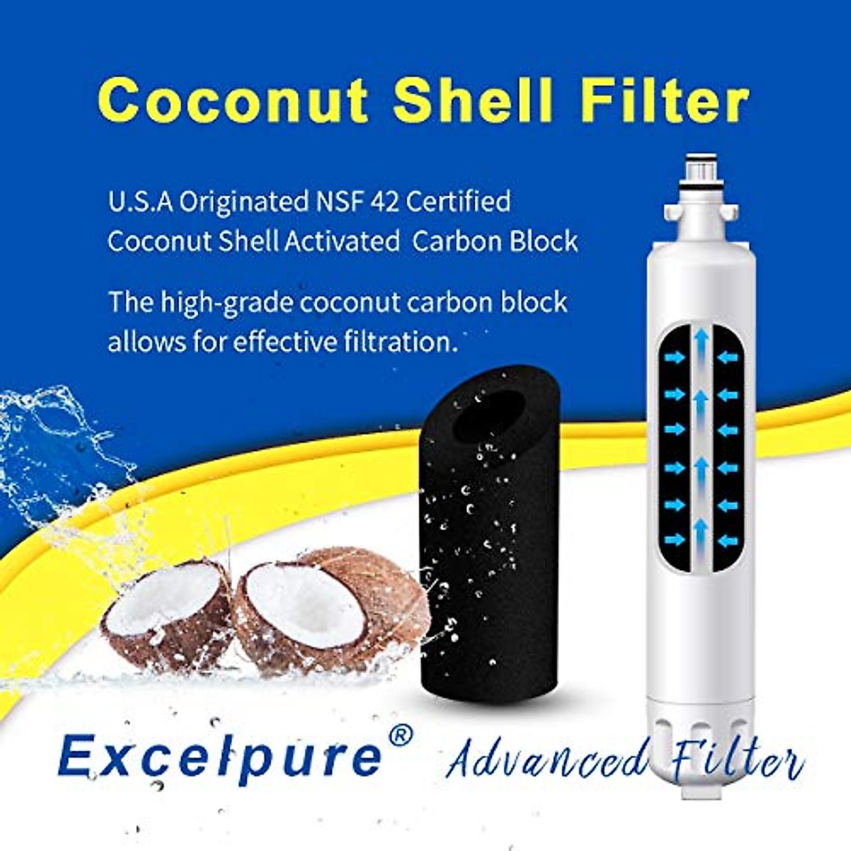 EXCELPURE RPWF Replacement for GE RPWF (Not RPWFE), RWF1063, RWF3600A, WSG-4, DWF-36, R-3600, MPF15350, OPFG3-RF300, Refrigerator Water Filter,3PACK