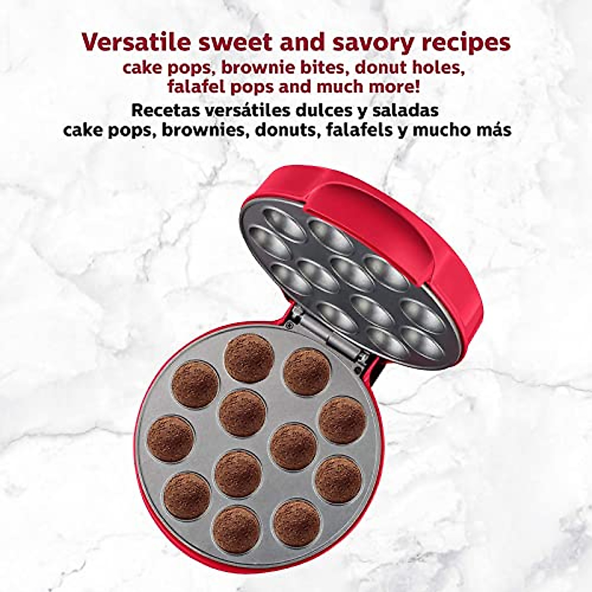 Holstein Housewares Cake Pop Maker, Red - Makes 12 Cake Pops, Non-Stick Coating, Perfect for Birthday and Holiday Parties
