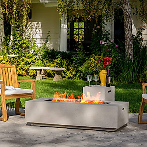 GDFStudio Christopher Knight Home Aidan Outdoor Rectangular Fire Table with Tank Holder, Light Gray