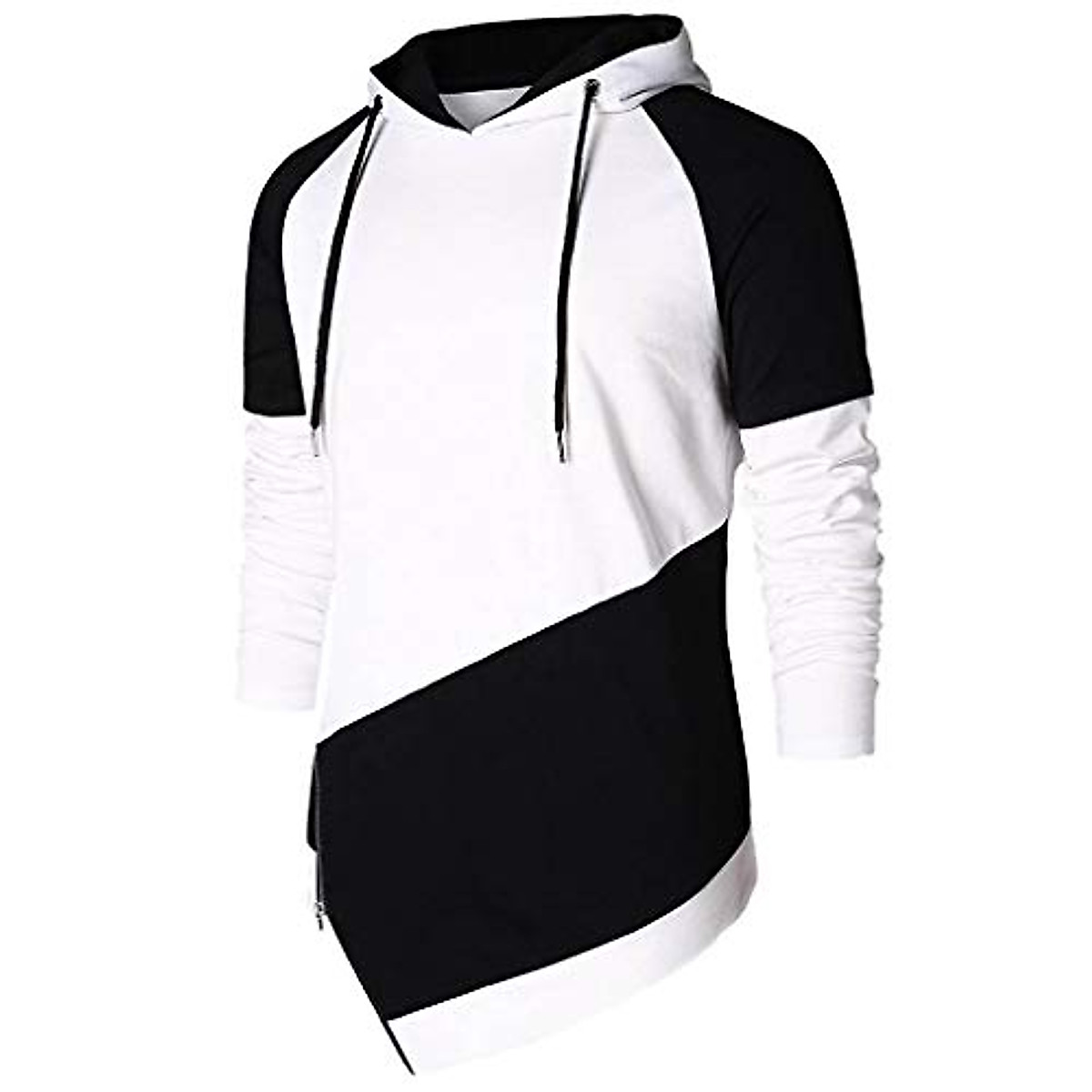 Hoodies for Men Thenlian Man Autumn Spring Patchwork Long Sleeve Hoodies Sweatshirt Blouse Shirt(Black, XL)