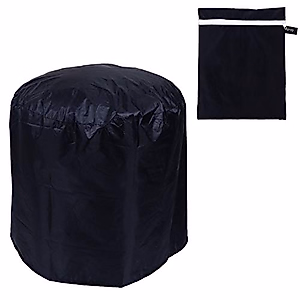 DOITOOL Outdoor Fire Pit Cover Round for Fire Pit 27 Inch, Heavy Duty 600D Polyester Waterproof Anti UV Full Coverage Patio Fire Pit Cover Outdoor Fireplace Cover with Drawstring Closure, 1PCS