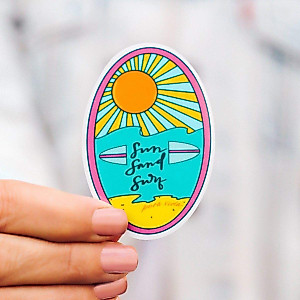 Pura Vida Surfer Girl Sticker Pack - Exclusive Colorful Design, Adhesive Accessories - 4 Pieces