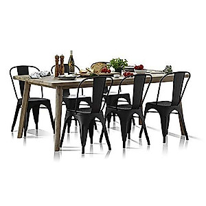 Set of 4 Metal Dining Chairs Indoor Outdoor Stackable Side Chairs Coffee Chair Classic Chic Industrial Vintage, Patio and Dining Metal Side Chairs (Black)