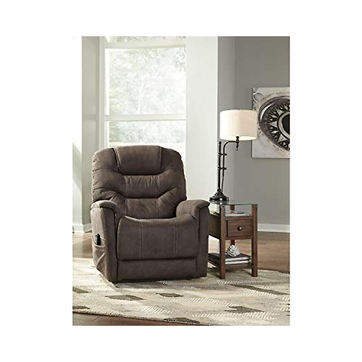 Signature Design by Ashley Ballister Contemporary Power Lift Recliner, Brown