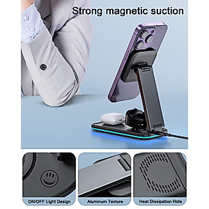 BOCLOUD 3 in 1 Wireless Charging Station, Portable Charging Stand Fast Wireless Charger for iPhone 15, 14,13,12 Pro Max/Pro/Mini, iWatch 8/SE2/7/6/SE/5/4/3/2, AirPods Pro/3/2