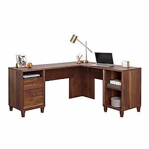 Sauder Willow Place L-Shaped Home Office Desk, Grand Walnut Finish