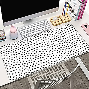 Boho Desk Mat, Polka Dot Large Mouse Pad Desk Pad Boho Desk Accessories for Women Office Decor, XXL Mousepad Long Laptop Keyboard Mouse Mat 31.5''X15.7'' Non-Slip Rubber Base with Stitched Edges