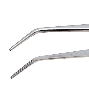 Aven 18400 Curved Serrated Tweezers with Lock, Stainless Steel, 6" Length, 1-5/8" Tip Length