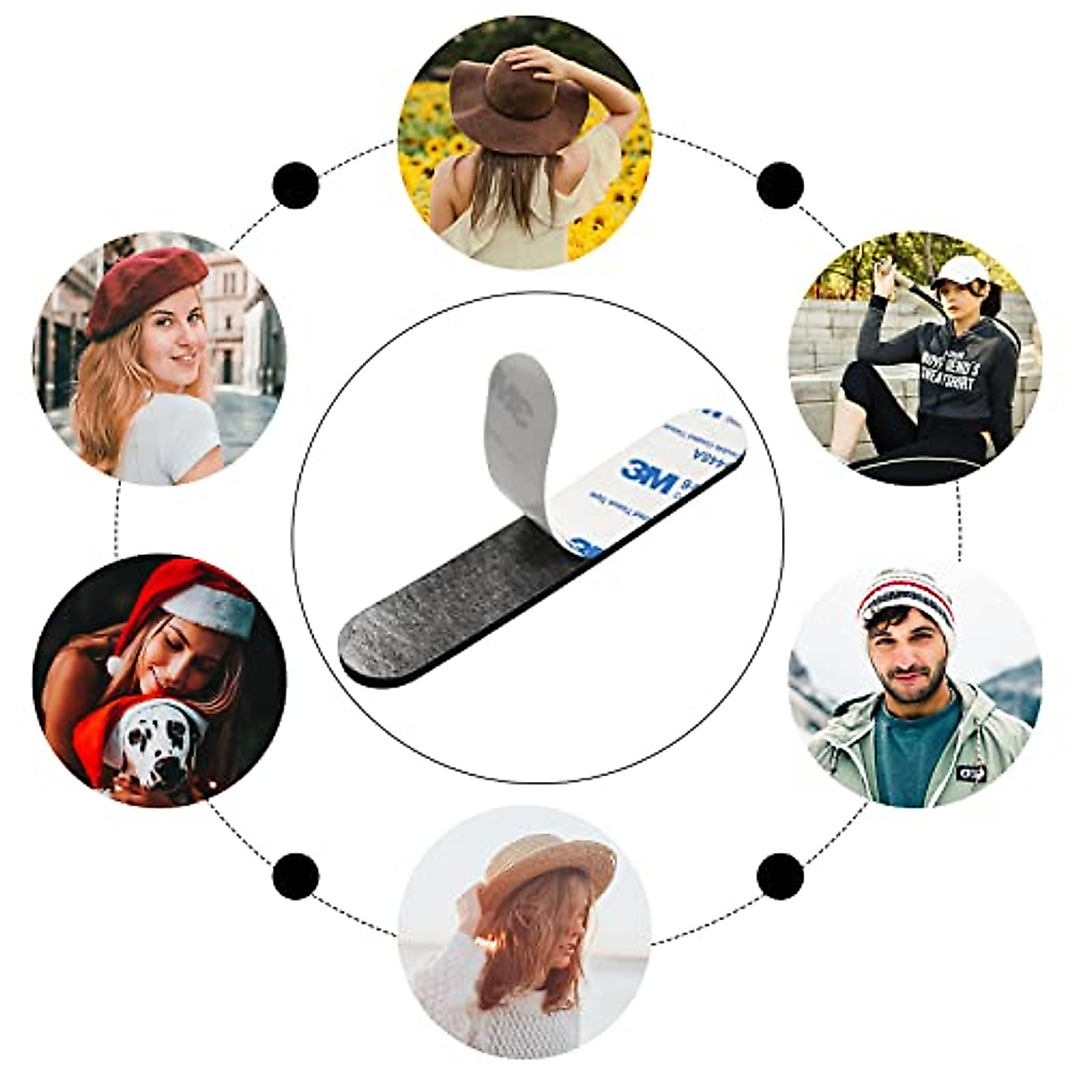 10 PCS Hat Size Reducer Hat Size Tape Self-Adhesive Hat Reducer Inserts Foam Hat Sizing Tape for Hat Cap,0.2"Black