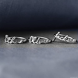 RMREWY Sterling Silver Personalized Name Ring Engraved Name Ring Custom Jewelry Christmas Gifts For Women Mom, Size 5-12