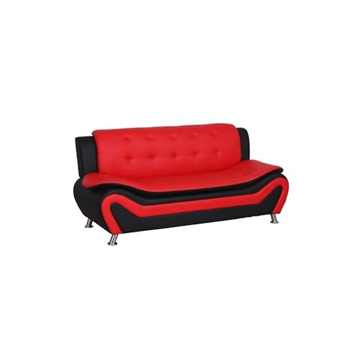 Kingway Furniture Puma Faux Leather Living Room Sofa - Black/Red