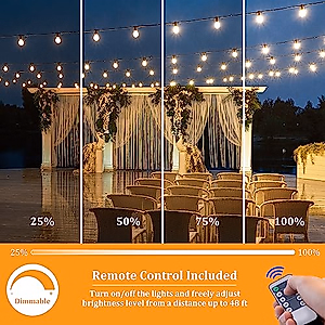 Dott Arts Solar String Lights - 100FT, 52 Bulb Globe Outdoor Solar Lights with Remotes, Dimmable for Patio, Backyard, Garden, Porch, Party