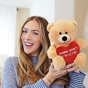 Zamnnn Shawty U Hella Fine - 10" Teddy Bear & Gift Bag - Funny Stuffed Animal Plush Gift for Girlfriend, Boyfriend, Best Friend - Birthday, Engagement, Valentines, Anniversary, Wedding - Witty Bears