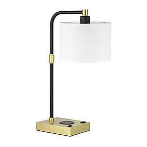 XiNBEi Lighting Desk Lamps for Home Office Modern Black and Brass Table Lamp with Switch Bedside Table Lamp with Charger for Bedroom or Nightstand