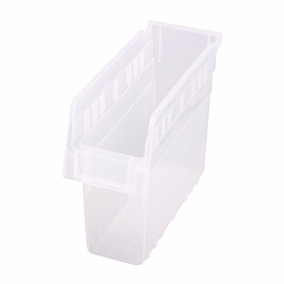 Quantum QSB801CL Store-MAX Shelf Bin, 11-5/8" Length x 4-1/8" Width x 8" Height, Clear, Pack of 36