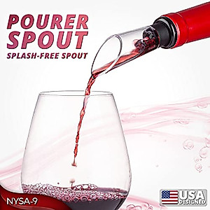 VinFlow5 Wine Opener 4-Piece Set (Manual Wine Bottle Corkscrew w/Vacuum Stopper, Pourer Spout & Foil Cutter)…