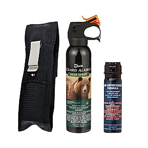 Guard Alaska 9 oz. Bear Spray Deterrent with Belt Clip Holster and Pepper Enforcement 4 oz. Pepper Spray Maximum Strength 10% OC - Powerful Protection, Self Defense, Hiking, Camping, Outdoors