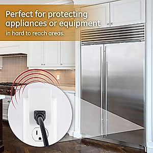 GE UltraPro Surge Protector with Audible Alarm, 2 Pack, Outlet Extender, Fits Behind Hard-to-Reach Areas, End of Service Alarm, 1080 Joules, Warranty, UL Listed, White, 53868