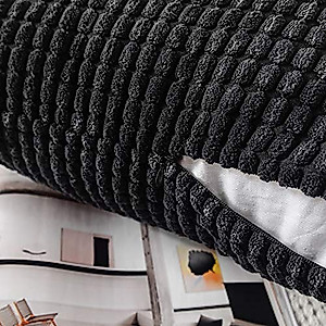 MERNETTE Pack of 2, Corduroy Soft Decorative Square Throw Pillow Cover Cushion Covers Pillowcase, Home Decor Decorations for Sofa Couch Bed Chair 18x18 Inch/45x45 cm (Granules Black)
