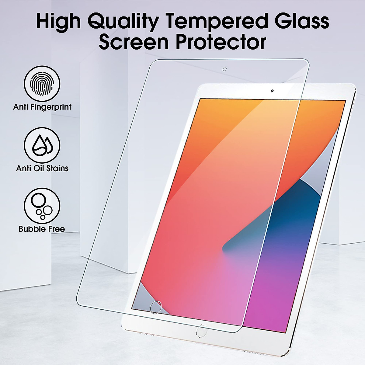 Arae Screen Protector Compatible with iPad 10.2 Inch (9th Generation 2021) & (8th Generation 2020) & (7th Generation 2019) Tempered Glass Anti Scratch, 2 Pack